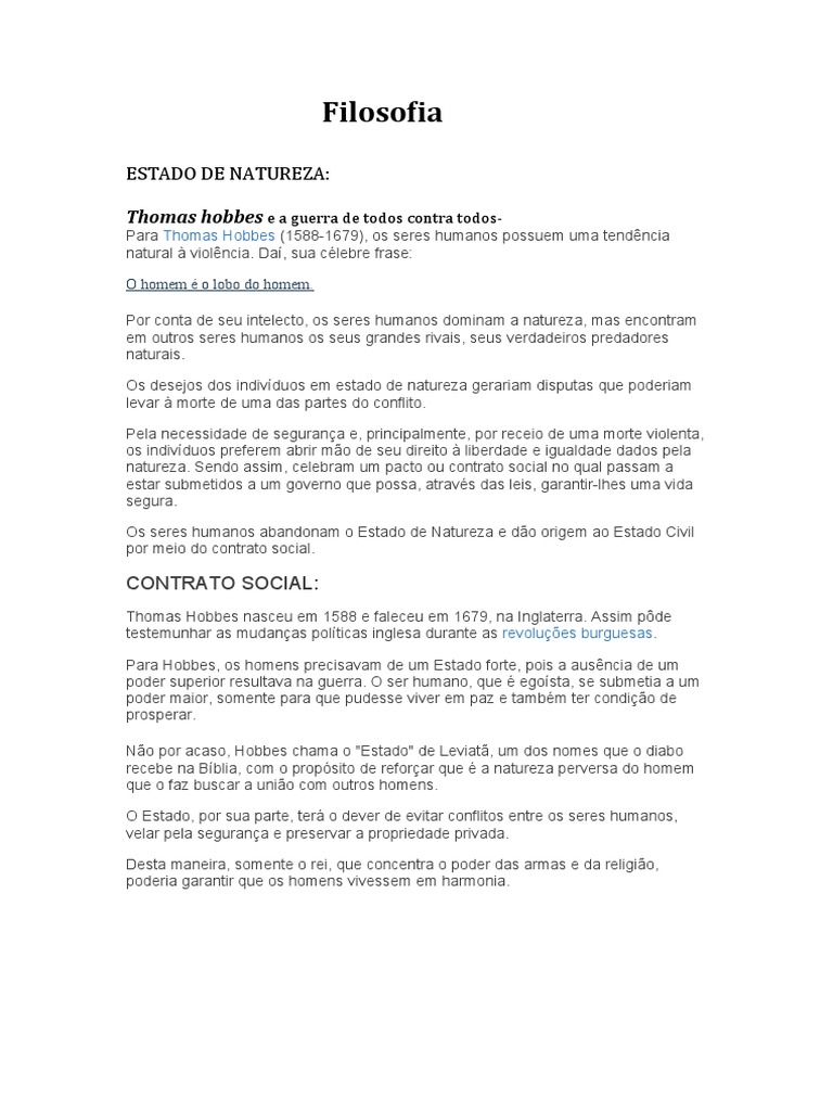 Filosofia | PDF | Jean-Jacques Rousseau | Contrato social