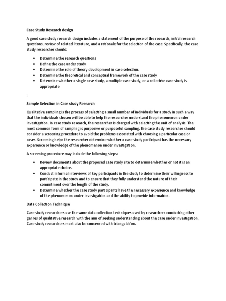 Case Study Research Design & Sample Selection in Case Study Research ...
