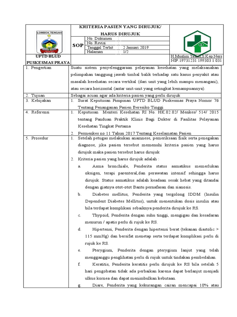 Kriteria Pasien Yang Dirujuk Pdf Pengembangan Diri Kesehatan Holistik