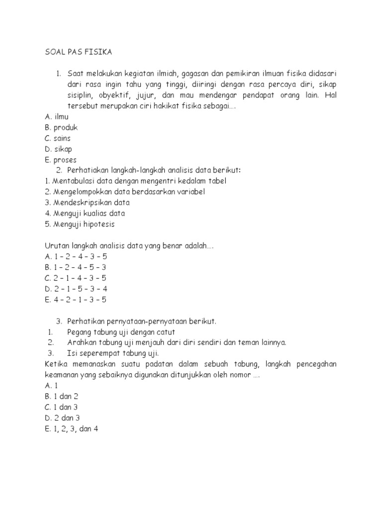 Soal Pas Fisika Kelas X | PDF | Metode & Bahan Ajar