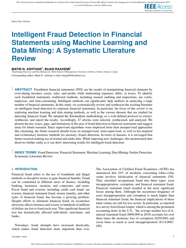 Intelligent Fraud Detection in Financial Statements Using Machine Learning and Data Mining A ...