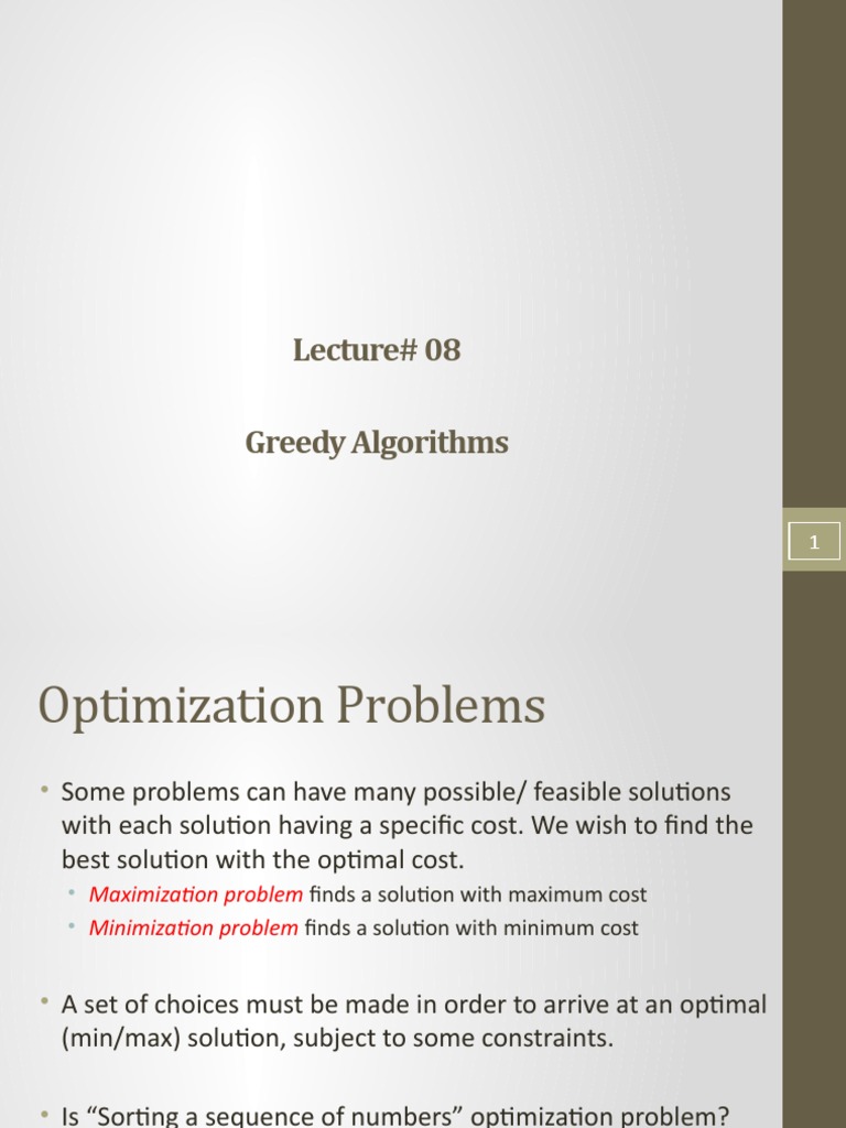 Lecture 08 Greedy Algorithms Pdf Code Mathematical Optimization