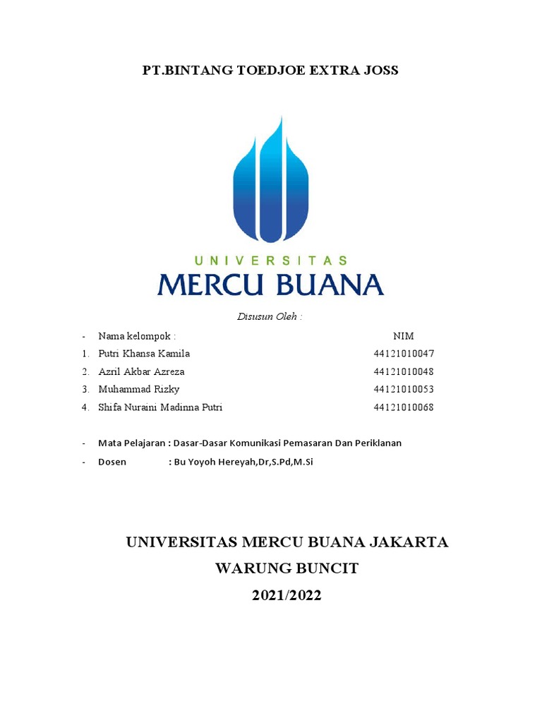 Kel.1 PT - Bintang Toedjoe Extra Joss | PDF