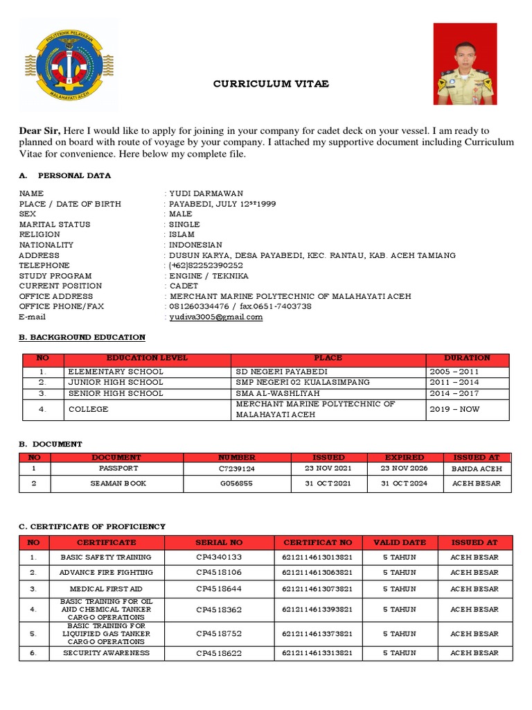 Cv. Yudi Darmawan | PDF | Transport | Merchant Navy