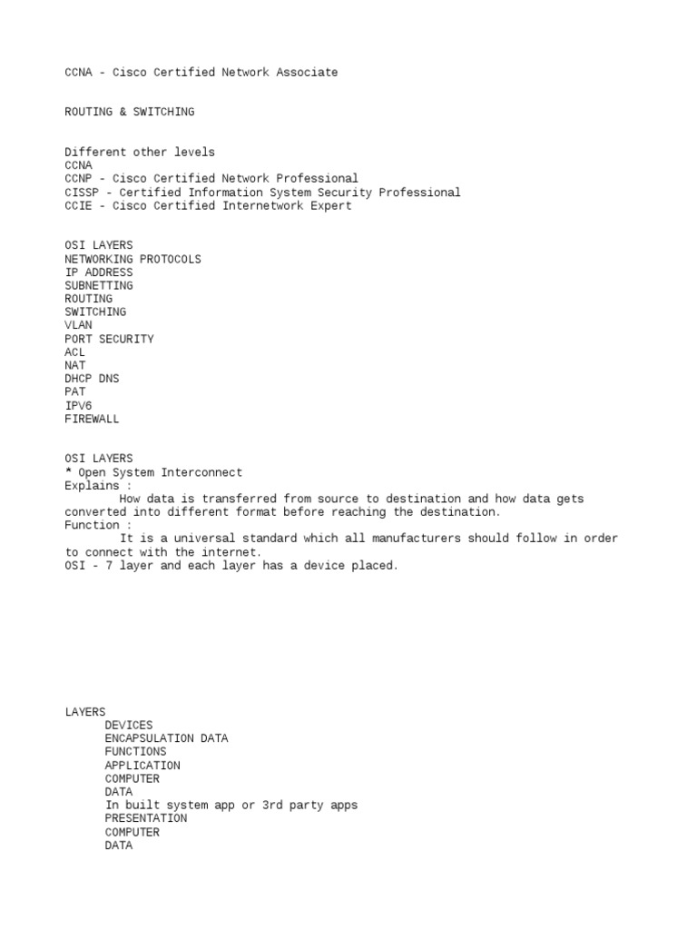 CCNA - Cisco Certified Network Associate: OSI Layers, Networking Protocols, IP Addressing ...