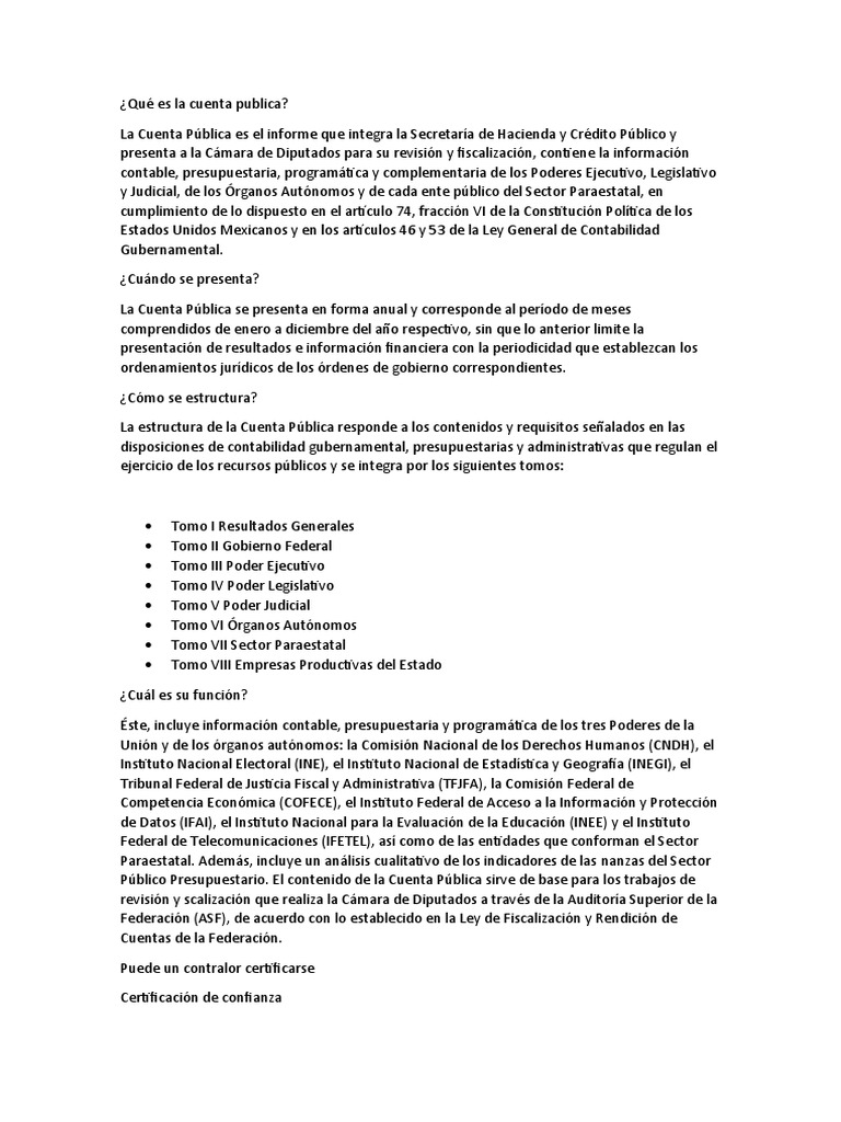 Qué Es La Cuenta Publica | PDF | Contabilidad | México