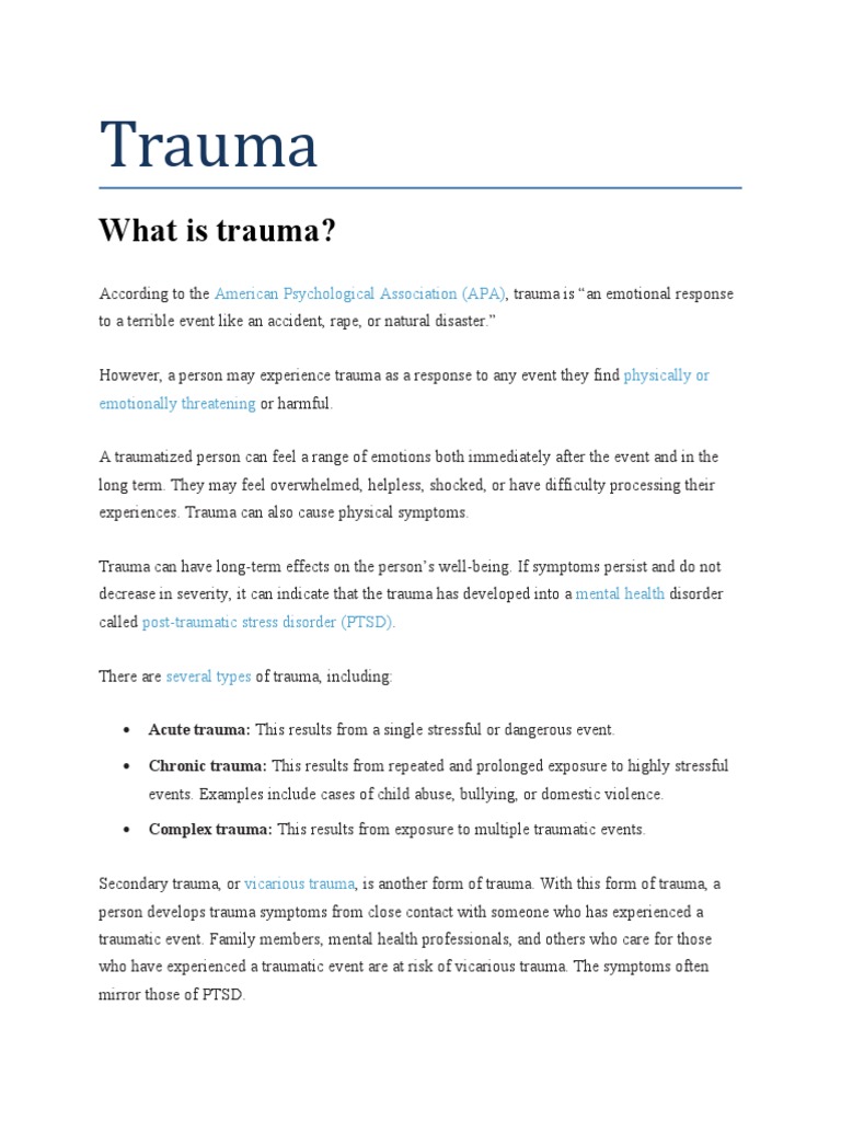 What Is Trauma? | PDF | Psychological Trauma | Eye Movement ...