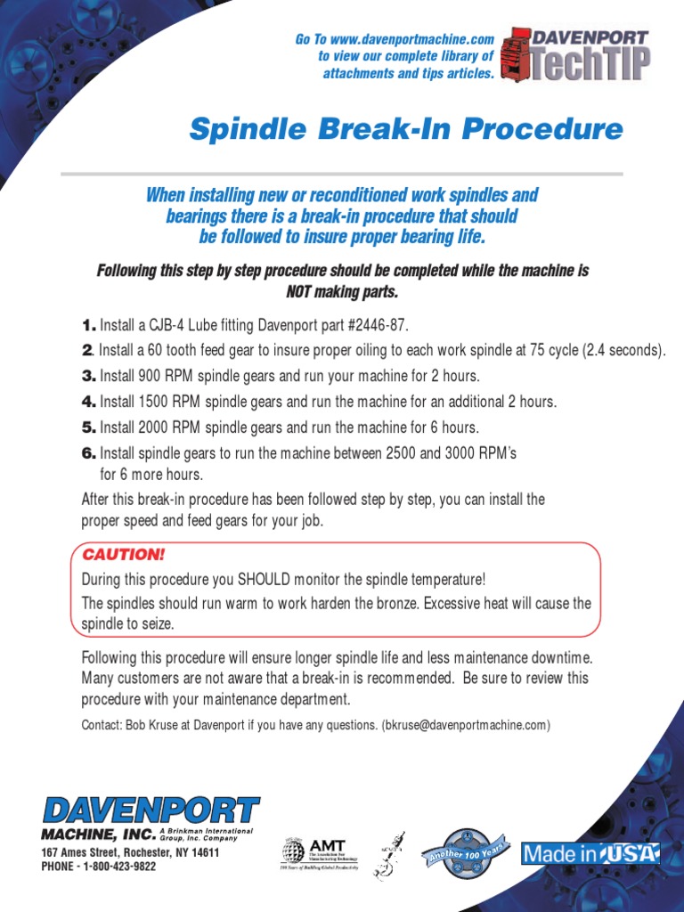 TT Spindle Breakin Procedure | PDF