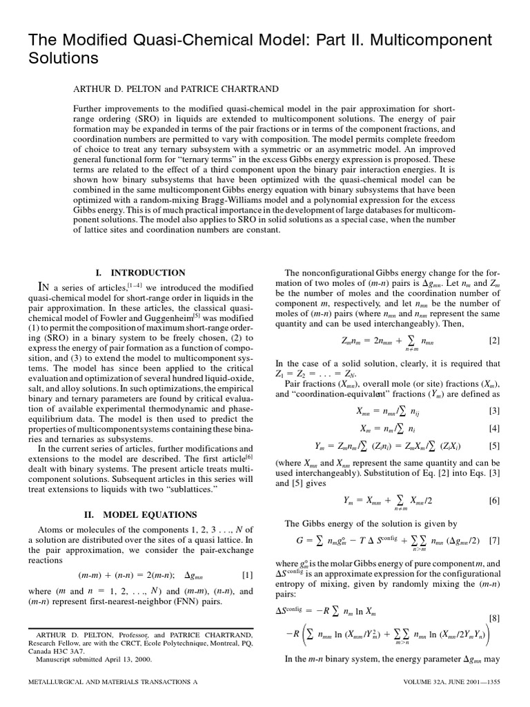 2001 The Modified Quasi-Chemical Model Part II. Multicomponent ...