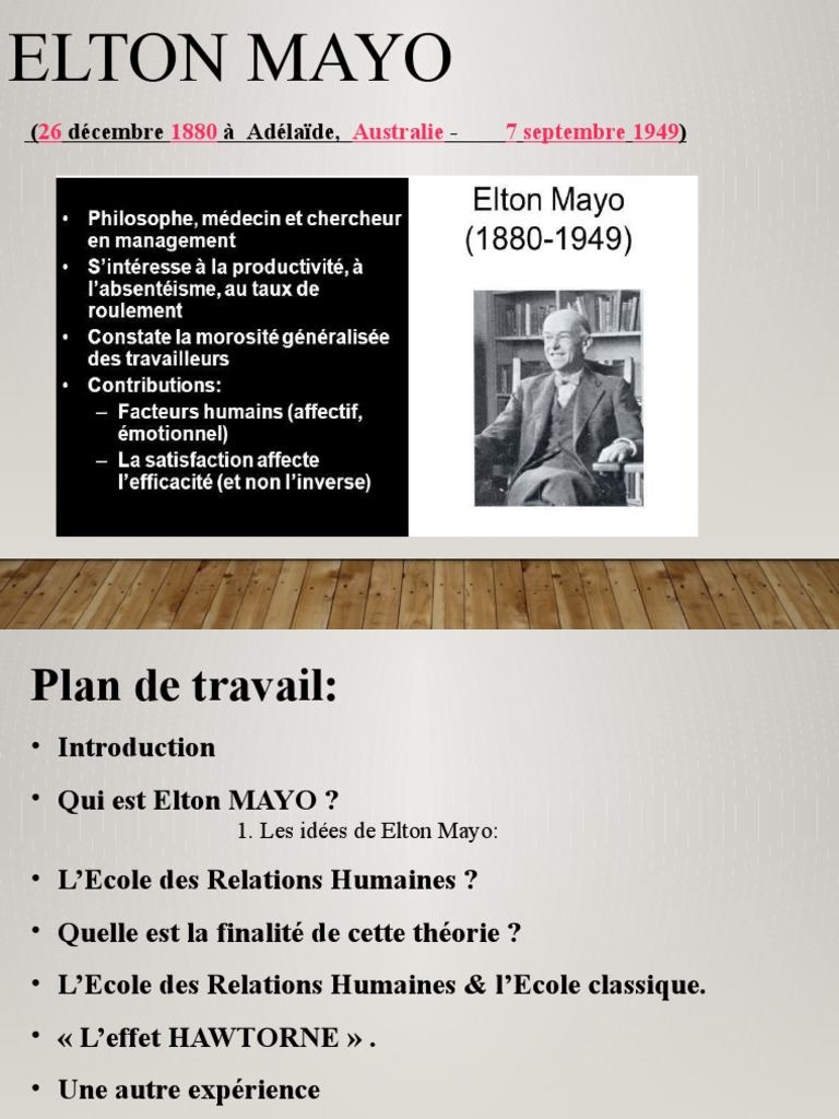 Elton Mayo | PDF | Sciences comportementales | Concept de psychologie