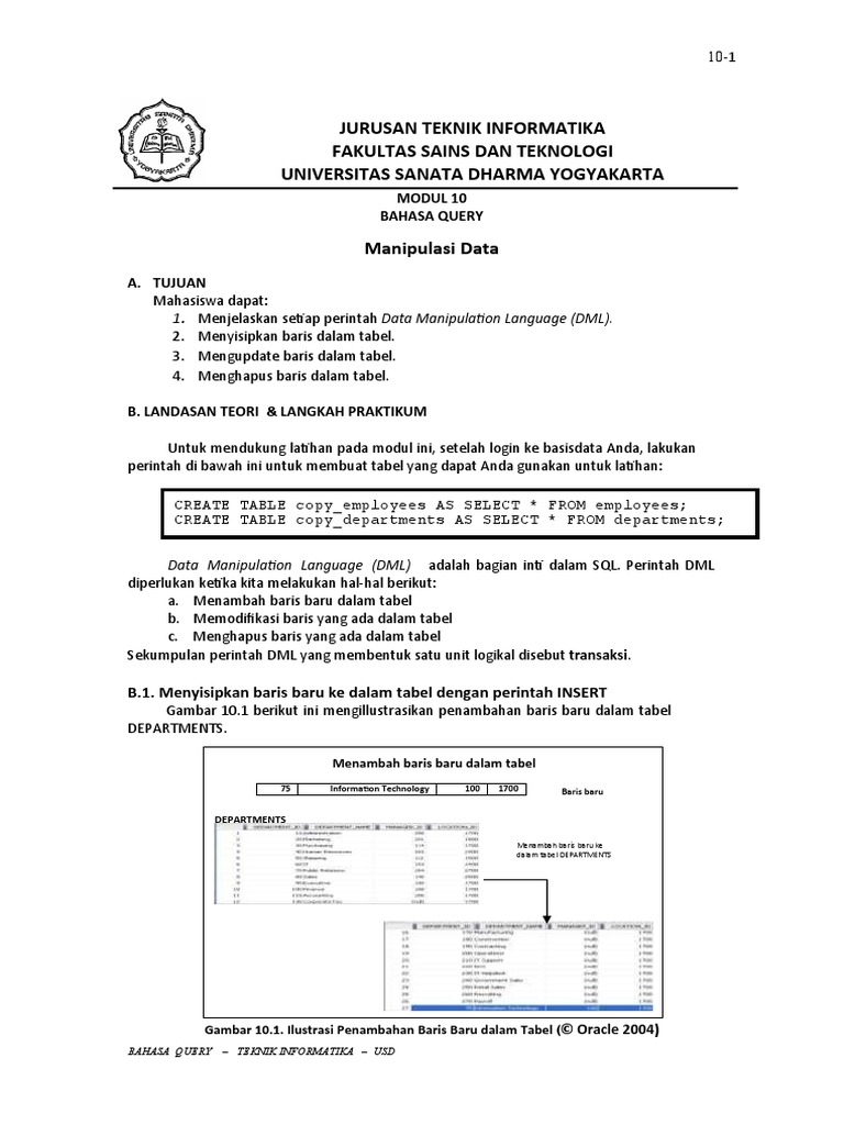MODUL 10 Bahasa Query - Manipulasi Data | PDF