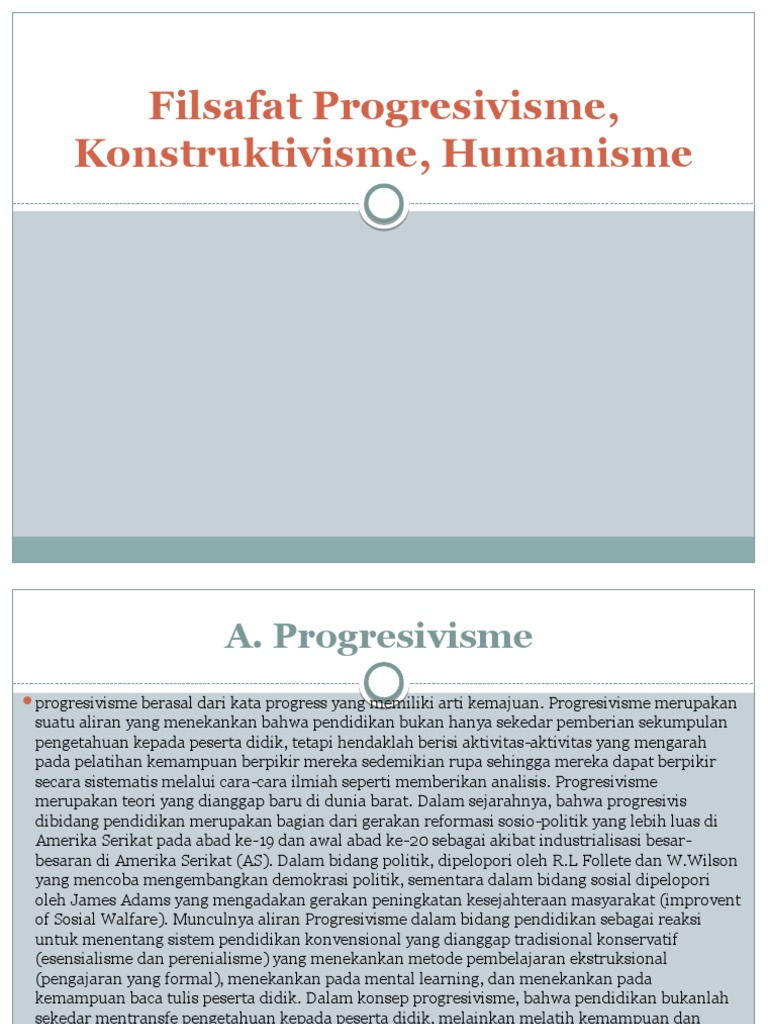 Filsafat Progresivisme, Konstruktivisme, Humanisme | PDF