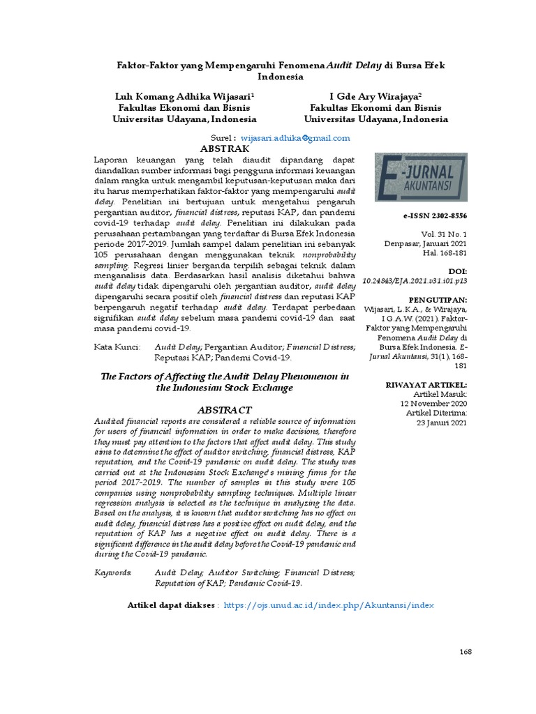 08-Faktor-Faktor Yang Mempengaruhi Fenomena Audit Delay Di Bursa Efek | PDF | Pengelolaan ...