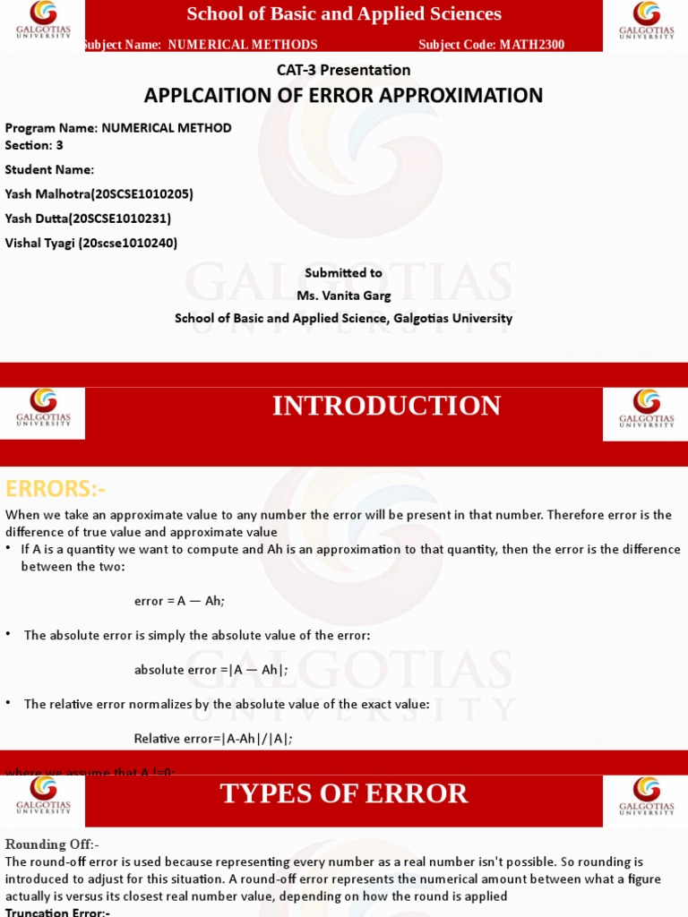 Application of Error Approximation in Numerical Methods | PDF | Significant Figures | Numbers