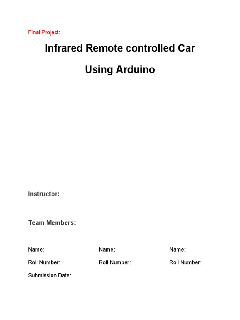 Arduino Project Report IR Car | PDF | Remote Control | Infrared