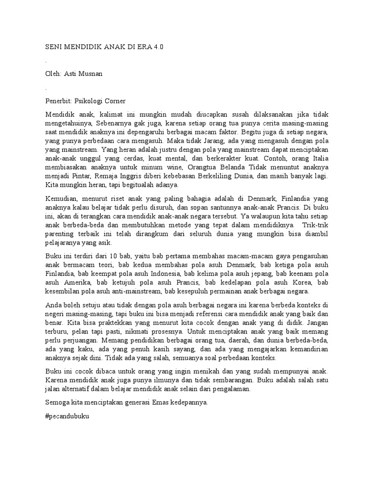 Seni Mendidik Anak Di Era 4.0 | PDF