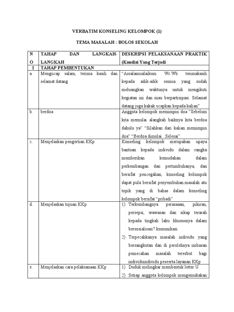 Verbatim Konseling Kelompok | PDF
