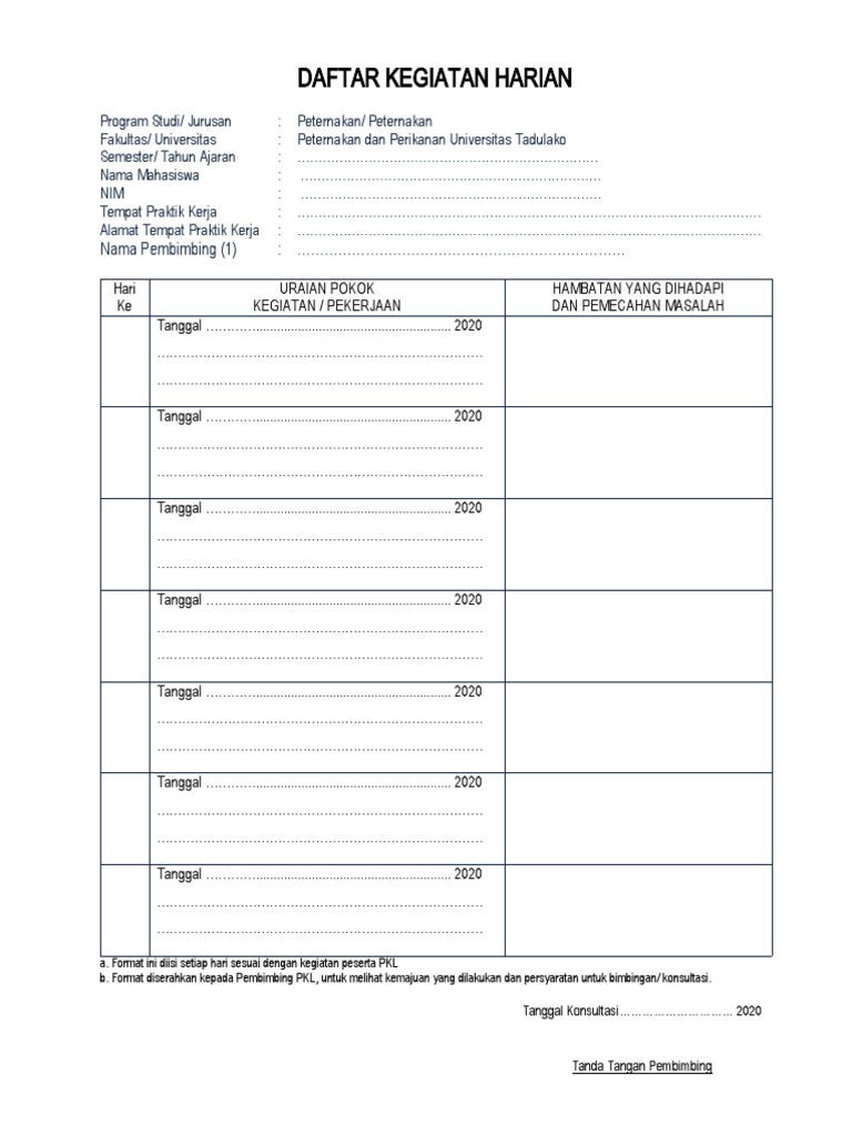 Catatan Kegiatan Harian PKL | PDF