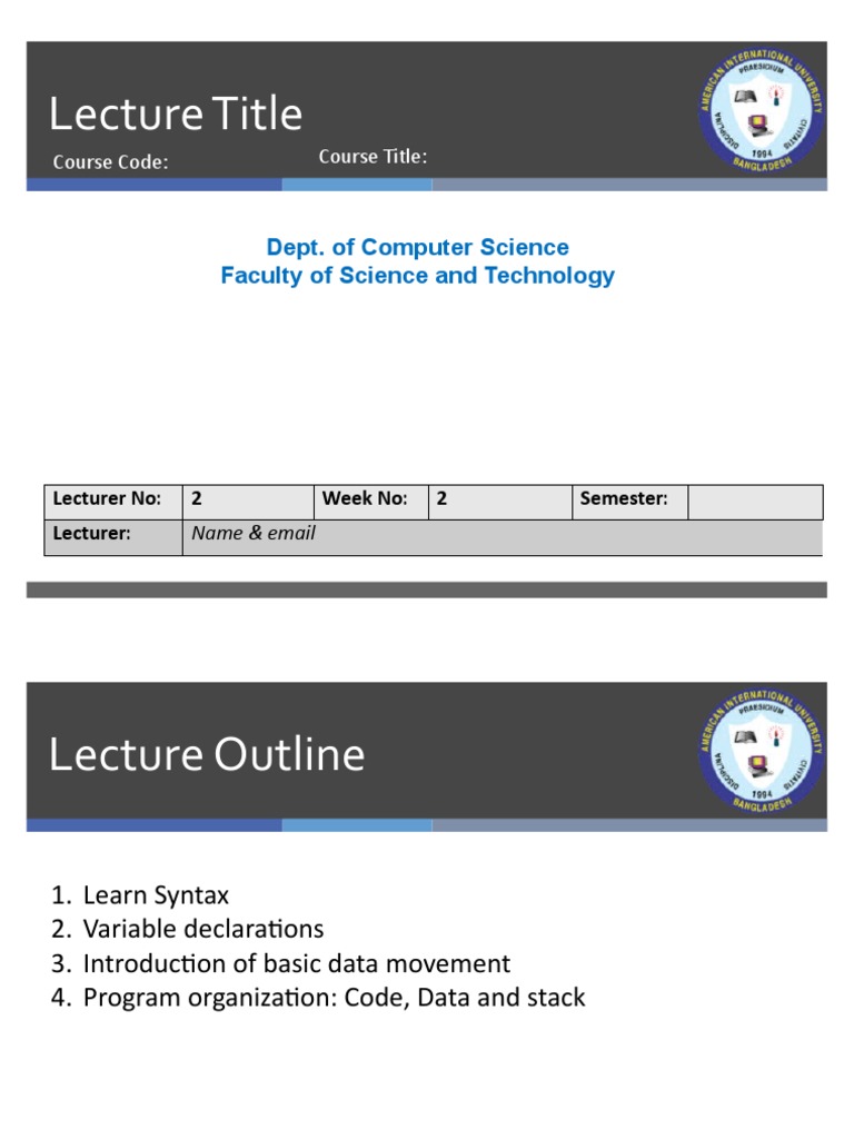 Lab Lecture-2 | PDF | Assembly Language | Software Engineering