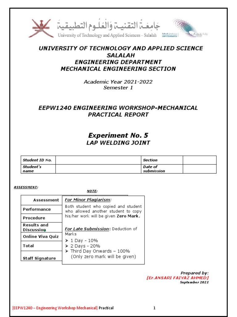 Engg Workshop-Practical 5-Sem 1-21-22 | PDF | Construction | Welding