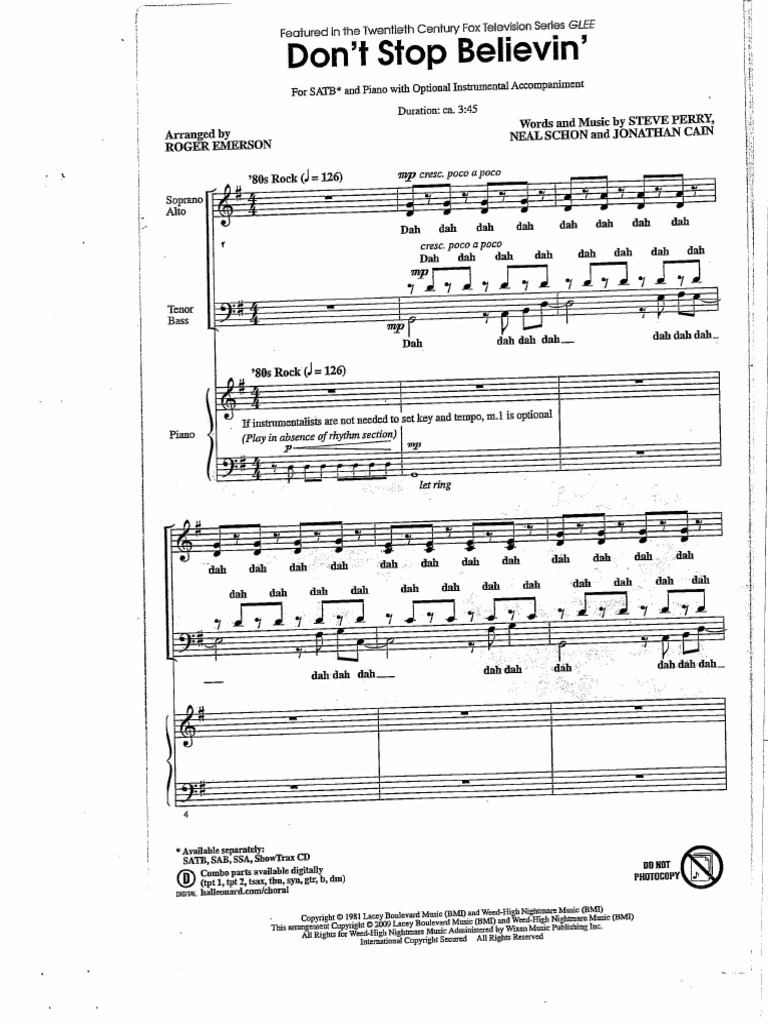 Glee Don T Stop Believing Satb | PDF