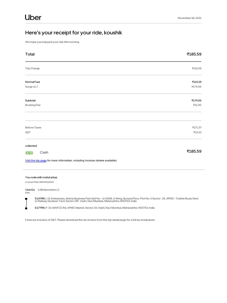 UBER Receipt | PDF