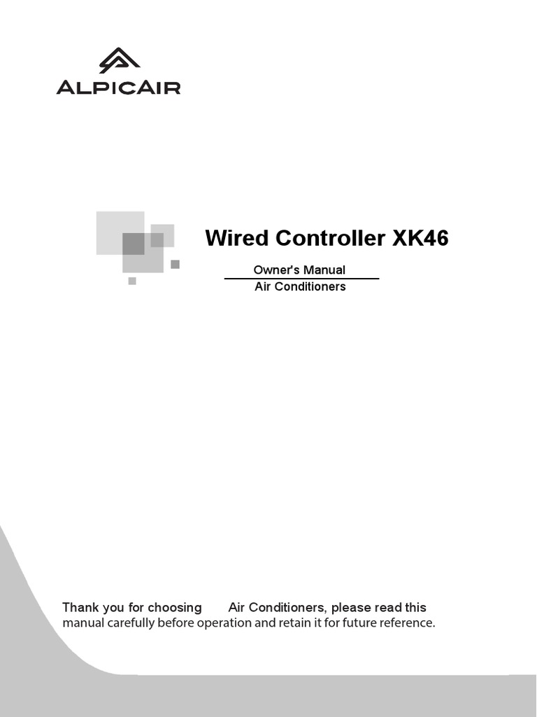 Wired Controller XK46: Owner's Manual Air Conditioners | PDF ...