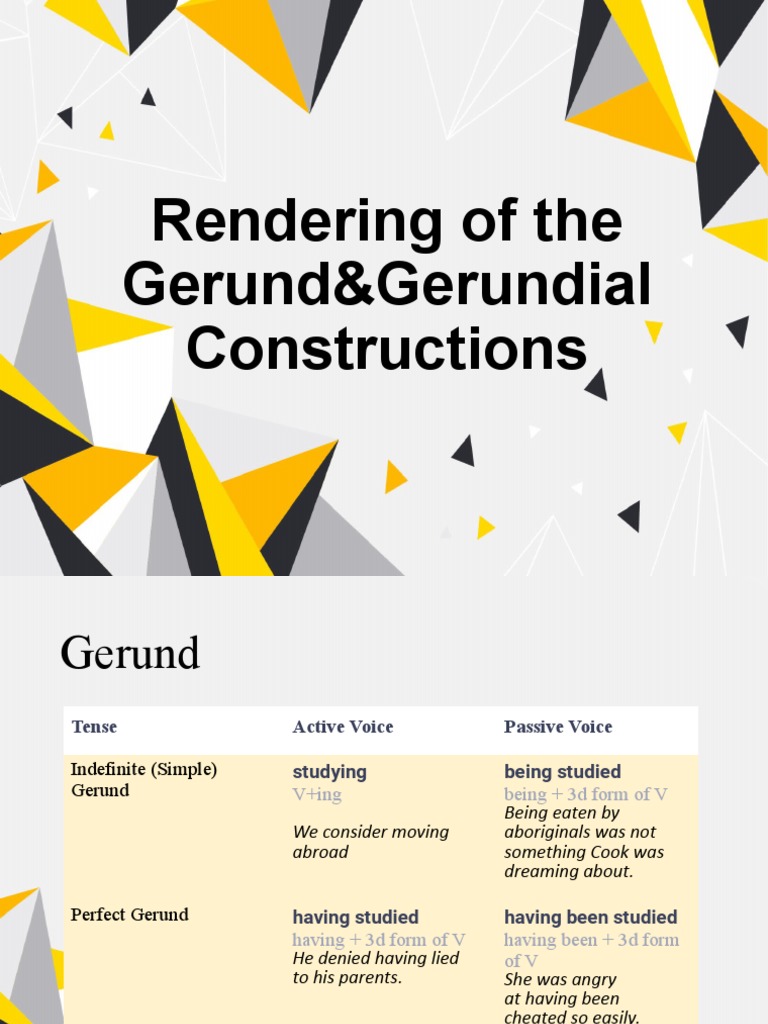 Rendering of The Gerund&Gerundial Constructions | PDF | Language ...