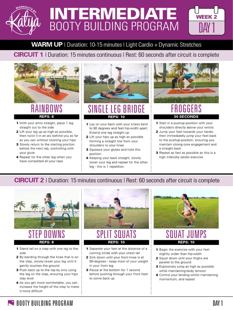 Katya Henry Booty Builder Intermediate Week 2 | PDF | Physical Exercise ...