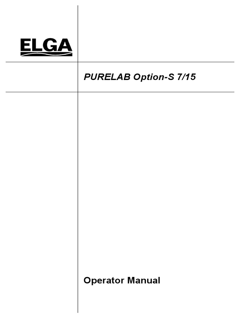 PURELAB Option-S7 15 Operator Manual | Download Free PDF | Mains ...