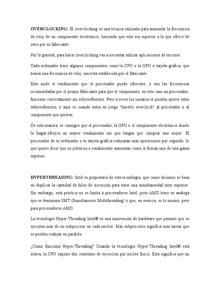 OVERCLOCKING | PDF | Microprocesador | Unidad Central de procesamiento