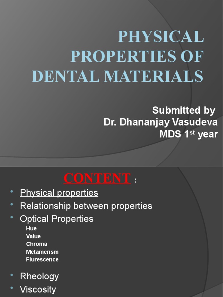 Physical and Mechanical Properties of Dental Materials | PDF ...