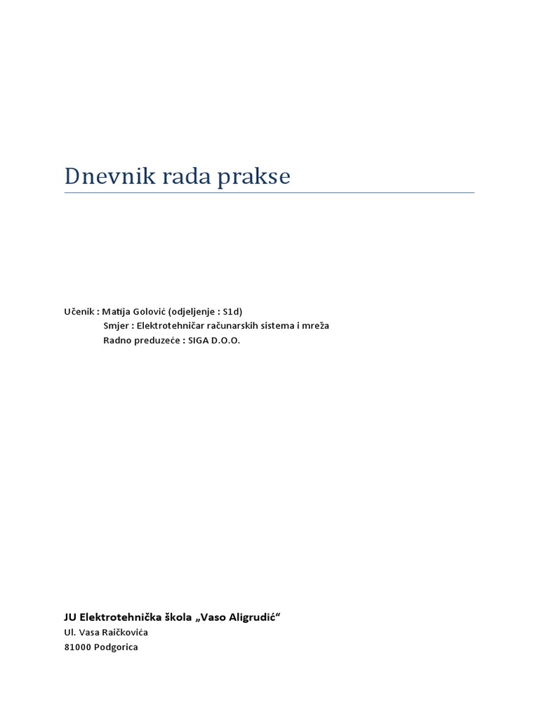 Dnevnik Rada - ETŠ | PDF
