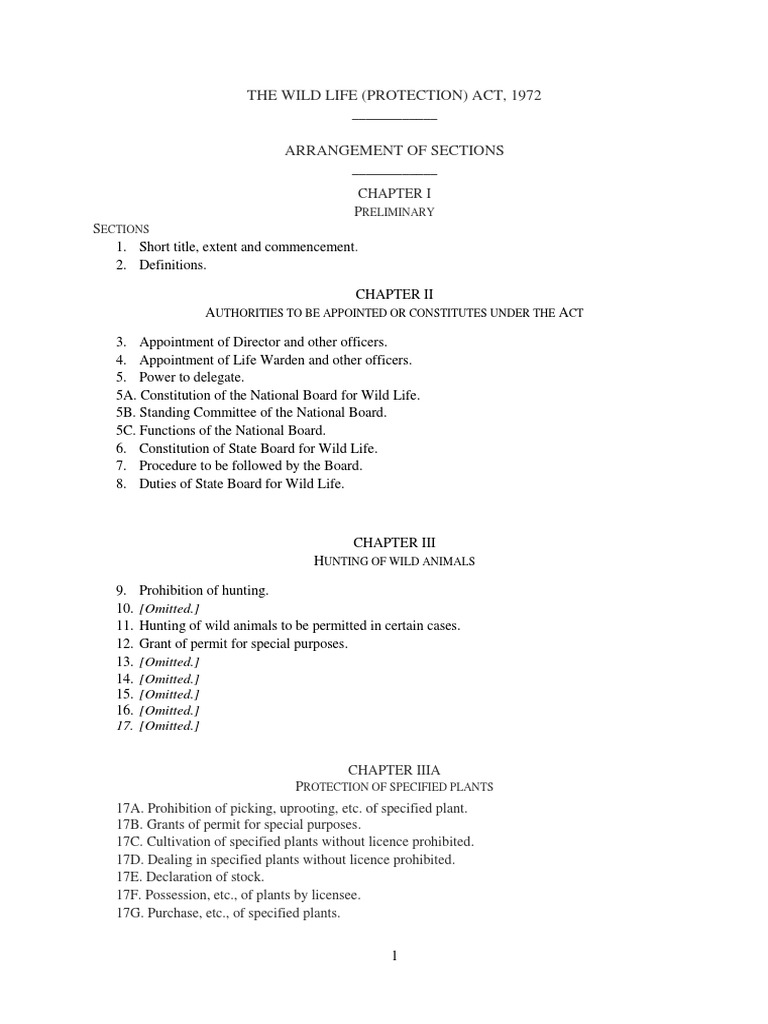 Protection of Wildlife Act 1972 | PDF