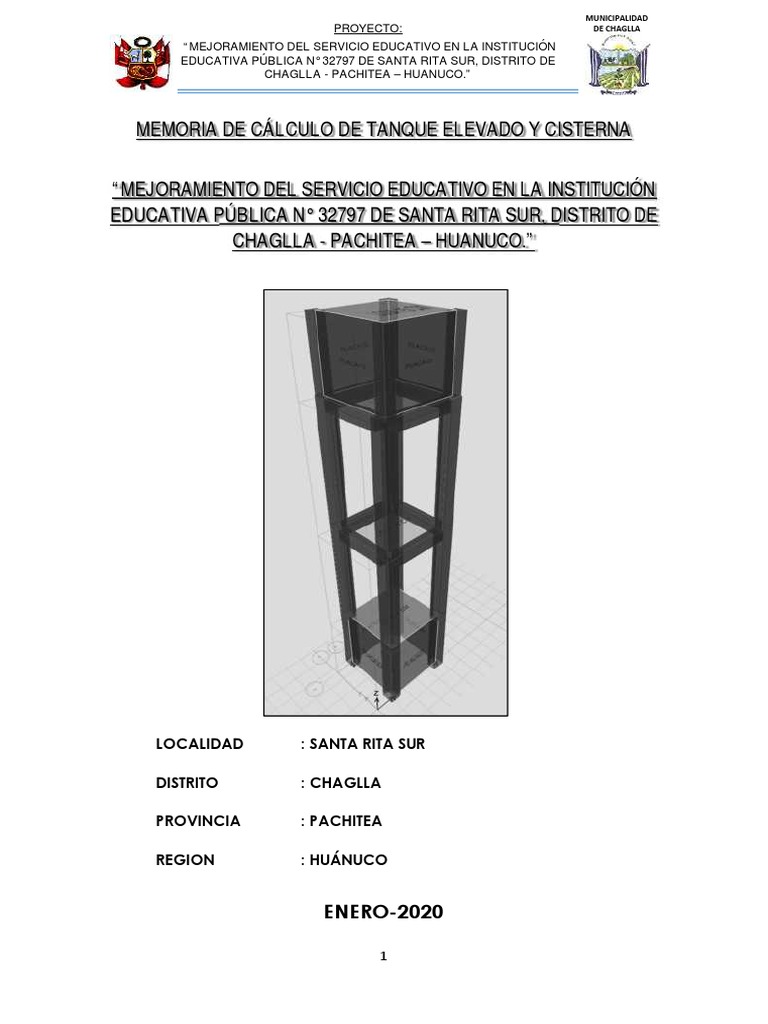 [Análisis estructural del tanque elevado y cisterna] | PDF | Sectores Economicos | Ingeniero civil