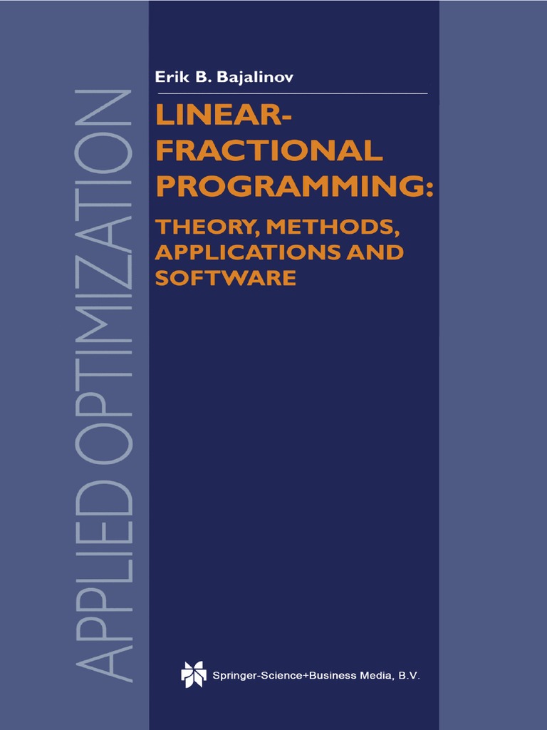 Bajalinov Linear Fractional Programming 1st Edition Pdf Matrix 8081