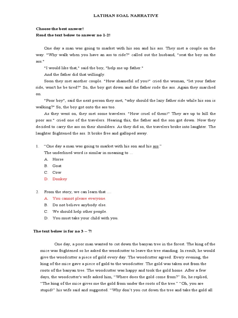 Latihan Soal Narrative | PDF | Donkey