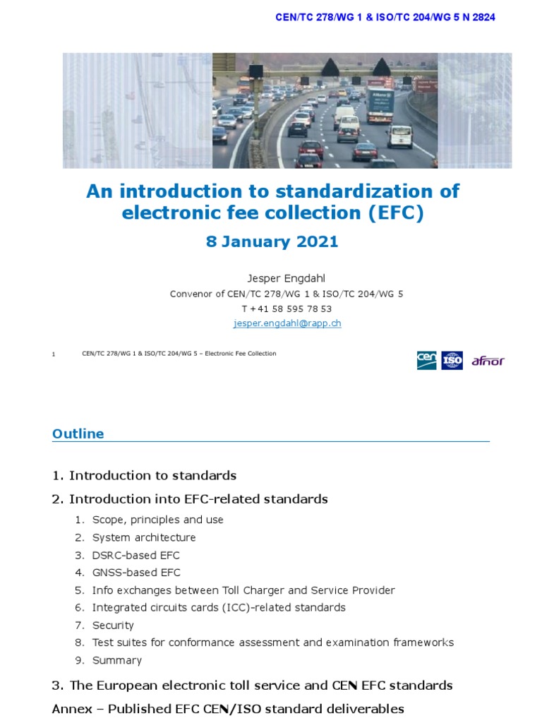 CEN/TC 278/WG 1 & ISO/TC 204/WG 5 Introduction to EFC Standards | PDF ...