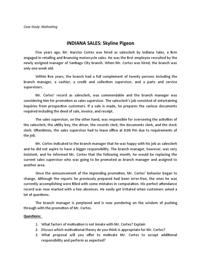 Motivating Case Study | PDF | Motivational | Motivation