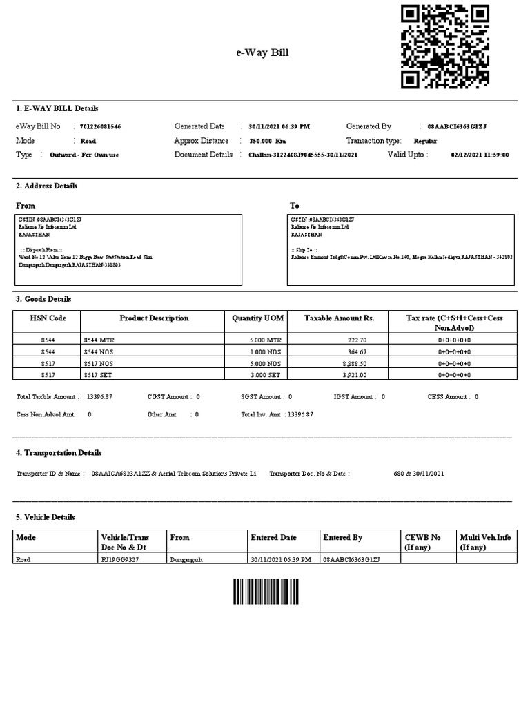Eway Bill | PDF | Economy Of India | Trade