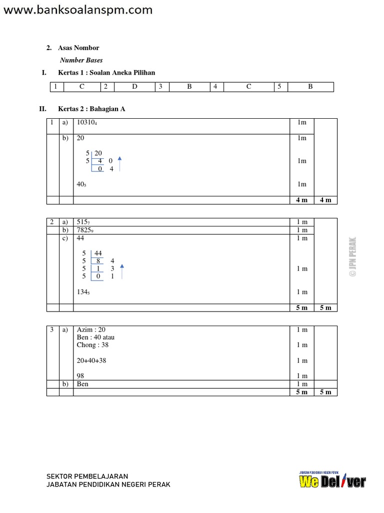 Modul KSSM Bab 2 SPM Perak 2021 Skema | PDF