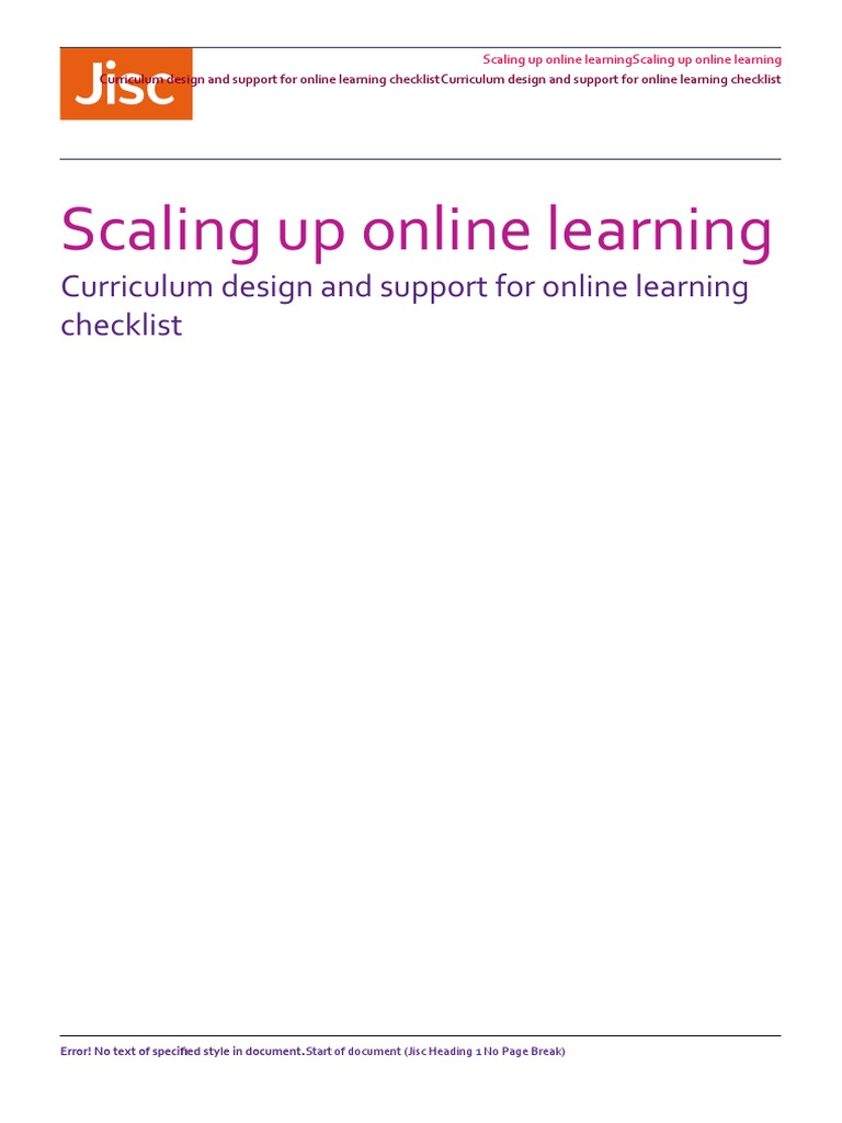 Scaling Up Online Learning Curriculum Design And Support For Online