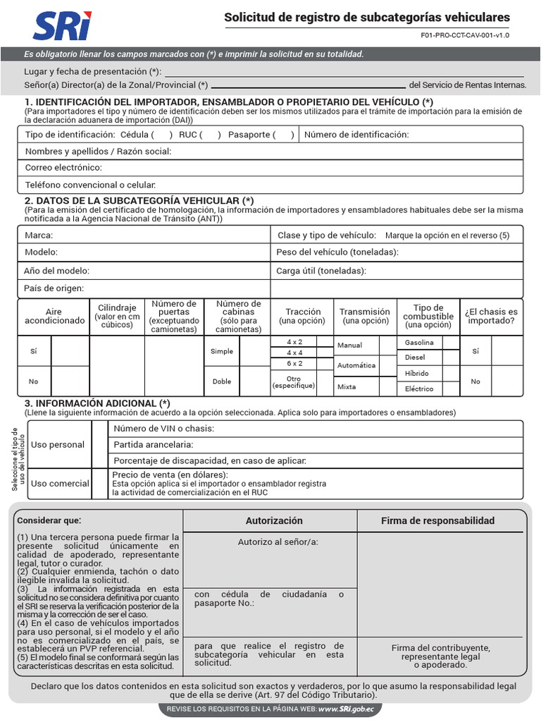 Formulario Veh-01 30082014 | PDF | Camión | Tecnologías automotrices