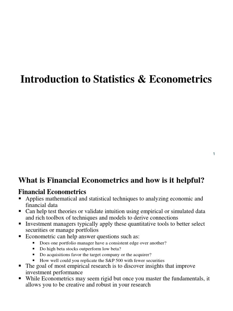 Introduction To Statistics & Econometrics | PDF | Mean | Standard Deviation