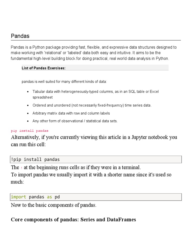 Python Pandas Series Pdf Computer Engineering Computer Programming
