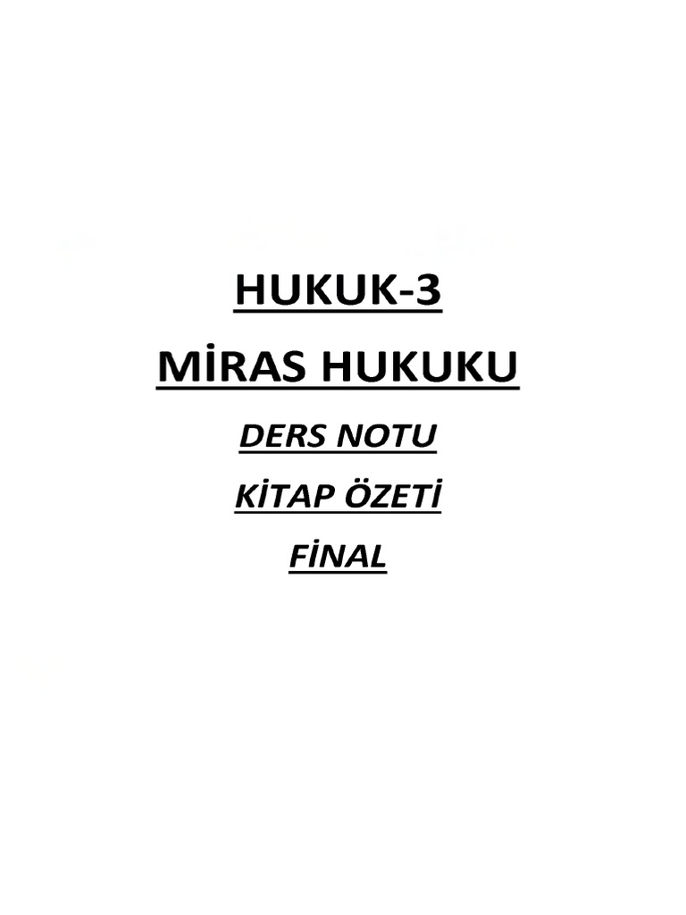 Miras Hukuku Final Notu Emirhan Donbay | PDF