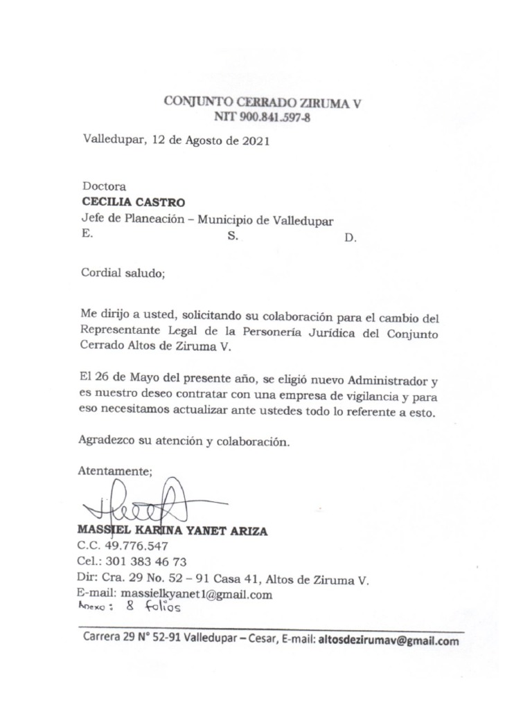 Solicitud de Cambio de Representante Legal | PDF