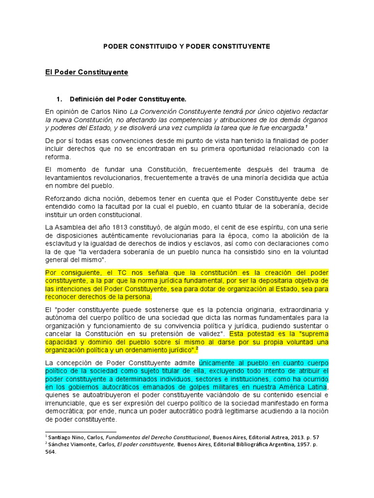 El poder constituyente: definición, características y clasificación ...