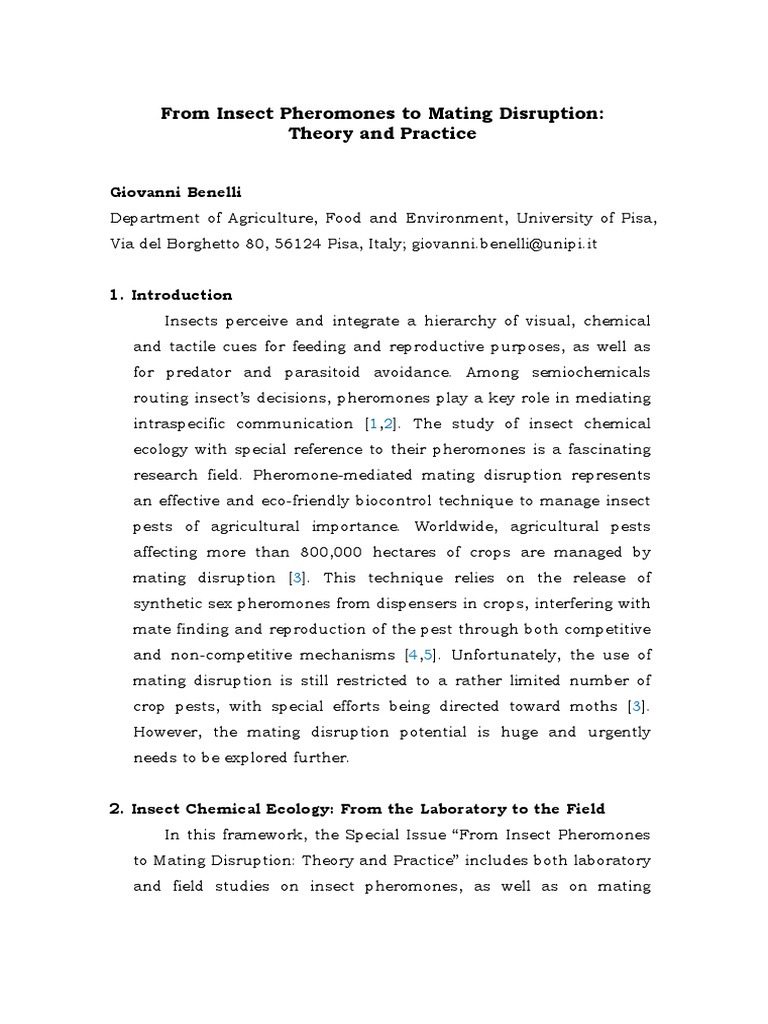 Insect Pheromones for Mating Disruption | PDF | Insects | Pheromone