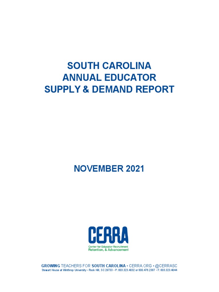 South Carolina Annual Educator Supply & Demand Report: November 2021 ...
